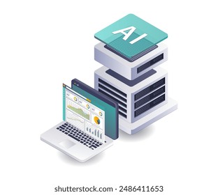Analyzing Server Data Using Artificial Intelligence Stock Vector ...