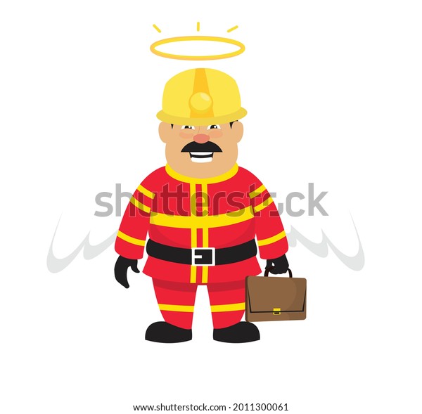 Angel Fireman Going Work Flat Vector Stock Vector (Royalty Free ...