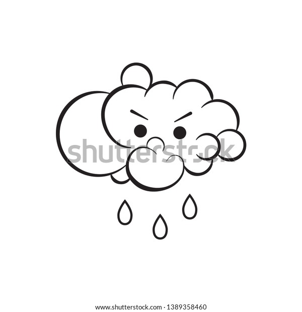 Angry Cloud Rain Drops Vector Stock Vector (Royalty Free) 1389358460 ...