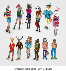 Animals Human Form Creative Beasts Full Stock Vector (Royalty Free ...