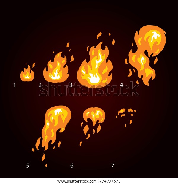 Animation Fire Flame Explosion Sprite Fire Stock Vector (Royalty Free ...