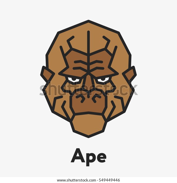 Ape Gorilla Monkey Face Head Minimalistic Stock Vector (Royalty Free ...