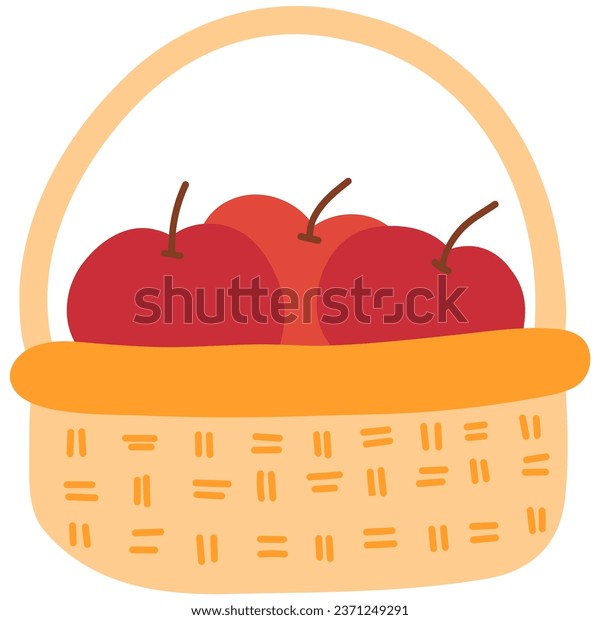 Apples Basket Autumn Element Vector Illustration Stock Vector (Royalty ...