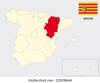 Aragon Map Flag Stock Vector (Royalty Free) 225938644 | Shutterstock