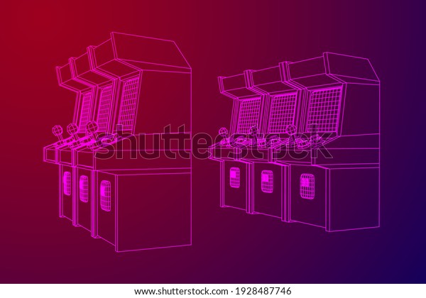 Arcade Retro Game Machine Wireframe Low Stock Vector (Royalty Free ...