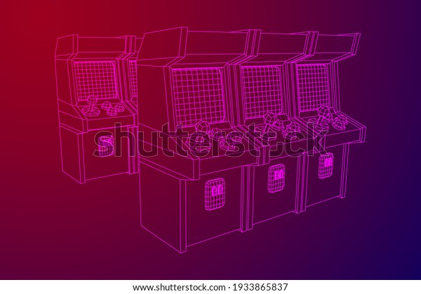 Arcade Retro Game Machine Wireframe Low Stock Vector (Royalty Free ...