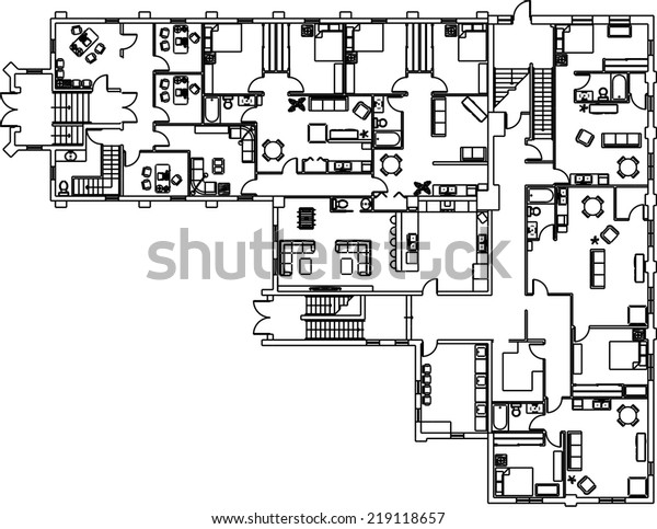 Architectural Building Plan Vector Background Stock Vector (Royalty ...