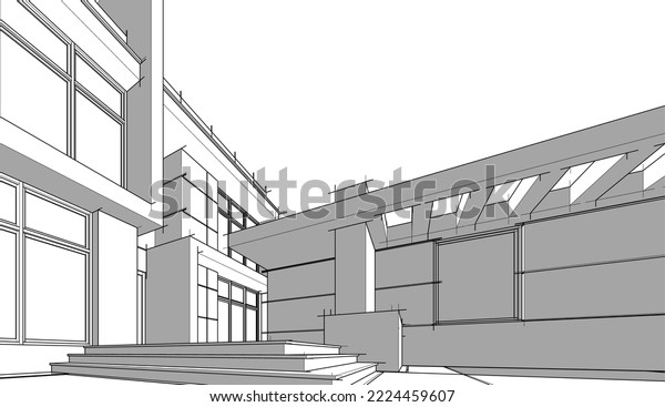 Architectural Sketch House Stock Vector Royalty Free 2224459607 Shutterstock