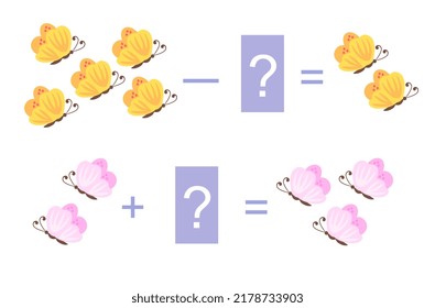 Math Examples Pictures Addition Subtraction Educational Stock Vector ...