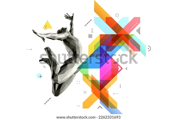 Art Composition Jumping Man Gymnastics Activities Stock Vector (Royalty ...