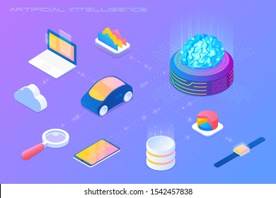 Artificial Intelligence Ai Controls Devices Isometric Stock Vector (Royalty Free) 1542457838 ...