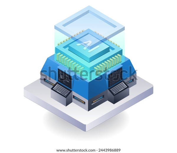Artificial Intelligence High Technology Concept Flat Stock Vector (Royalty Free) 2443986889 ...