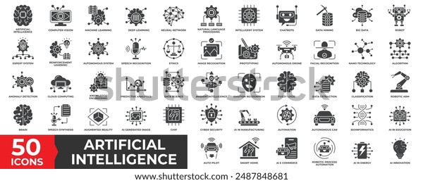 Artificial Intelligence Icon Set Machine Learning Stock Vector (Royalty Free) 2487848681 ...