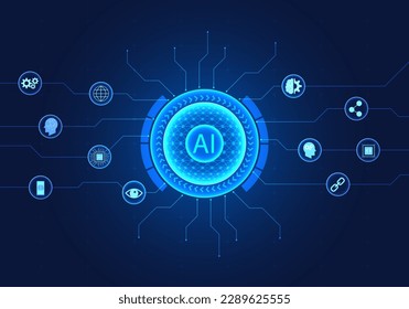 Artificial Intelligence Technology Circle Background Smart Stock Vector ...