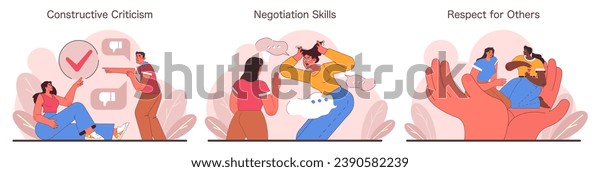 Assertiveness Skills Set Engaging Visuals Showcase Stock Vector (Royalty Free) 2390582239 ...