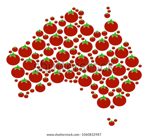 Australia Map Collage Tomatoes Variable Sizes Stock Vector (Royalty ...