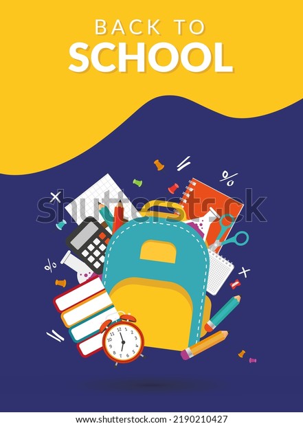 Back School Concept School Backgrounds Backpack Stock Vector (Royalty ...
