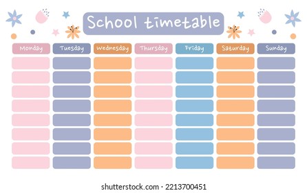 Back School Time Table Template Vector Stock Vector (Royalty Free ...