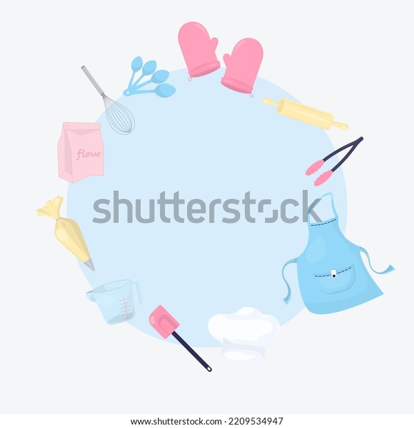 Baking Utensils Frame Round Shape Design Stock Vector (Royalty Free ...