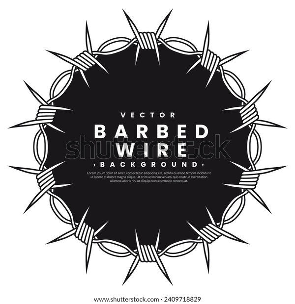 Barbed Wire Border Isolated On White Stock Vector (Royalty Free ...