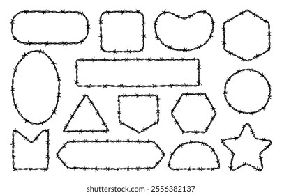 Barbed Wire Frames Different Barbwire Borders Stock Vector (Royalty ...