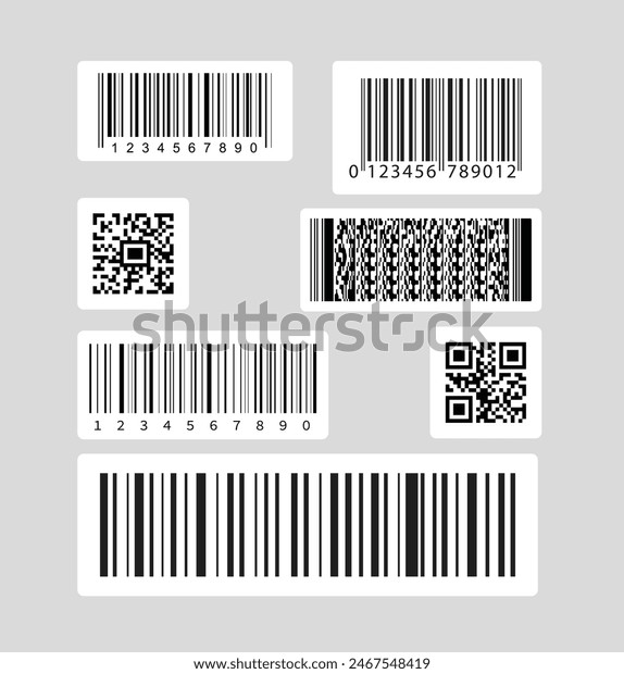 Barcode Qr Codes Label Set Stock Vector (Royalty Free) 2467548419 ...