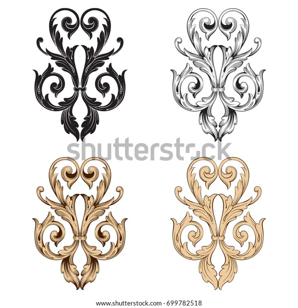 Baroque Vector Set Vintage Elements Design Stock Vector (Royalty Free ...