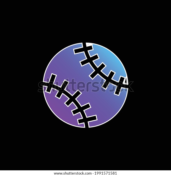 Baseball Ball Blue Gradient Vector Icon Stock Vector (Royalty Free ...