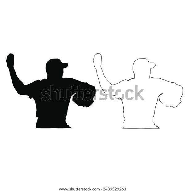 Baseball Player Vector Art Silhouette Stock Vector (Royalty Free ...