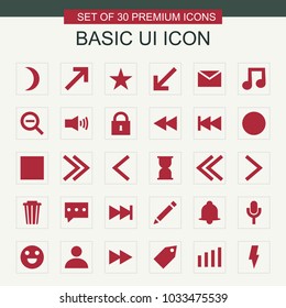 Basic Icons Set Vector Red Stock Vector (Royalty Free) 1033475539 ...