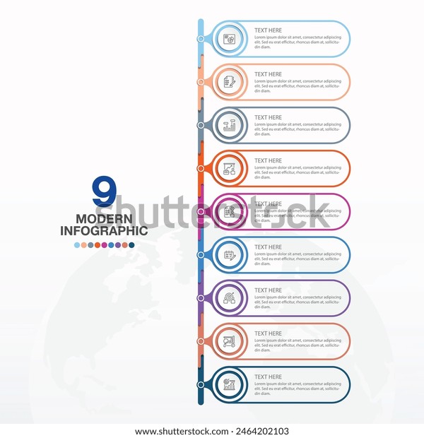 Basic Infographic Template 9 Steps Process Stock Vector (Royalty Free ...