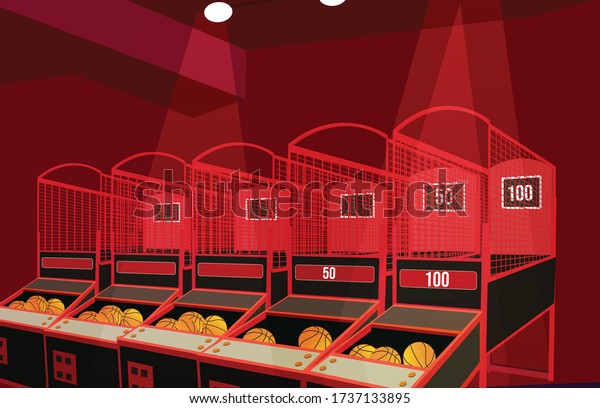 Basketball Arcade Machine Vector Flat Illustration Stock Vector ...