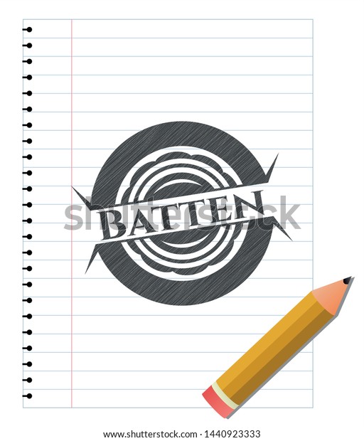 Batten Emblem Draw Pencil Effect Vector: เวกเตอร์สต็อก (ปลอดค่า ...