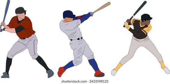 Batter Baseball Pose Vector Flat Illustration Stock Vector (Royalty ...