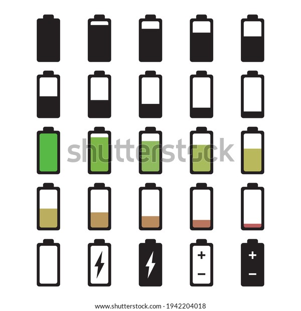 Battery Indicator Vector Icons Set Stock Vector (Royalty Free ...