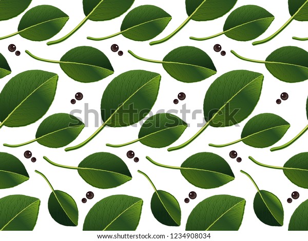 Bay Leaf Vector Seamless Texture Stock Vector (Royalty Free) 1234908034 ...