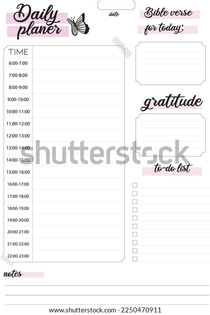 Beautiful Daily Planner Timetable Space Verse Stock Vector (Royalty ...