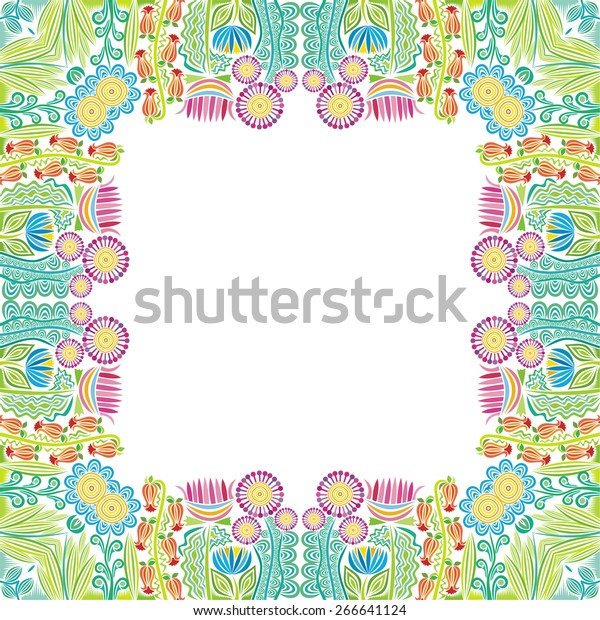 Beautiful Nature Pattern Frame Vector Illustration Stock Vector ...