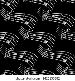 Beautiful Seamless Pattern Musical Notes Violin Stock Vector (Royalty ...