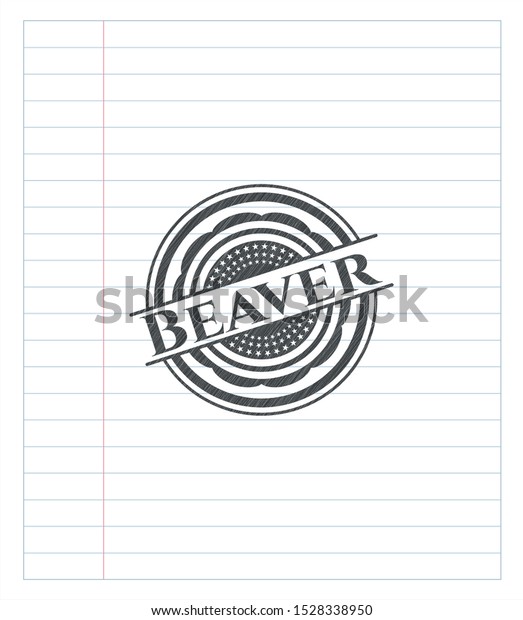 Beaver Emblem Pencil Effect Vector Illustration Stock Vector (Royalty ...