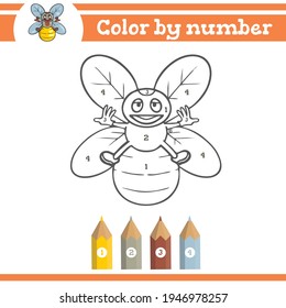 Bee Color By Numbers Coloring Page Stock Vector (Royalty Free ...
