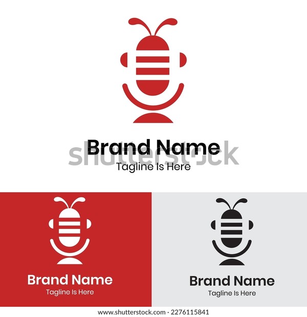 Bee Microphone Logo Design Stock Vector (Royalty Free) 2276115841 ...