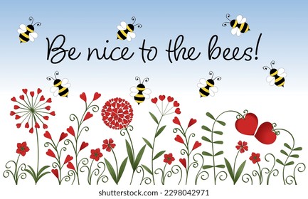 Bee Nice Bees Eco Friendly Motivational Stock Vector (Royalty Free ...
