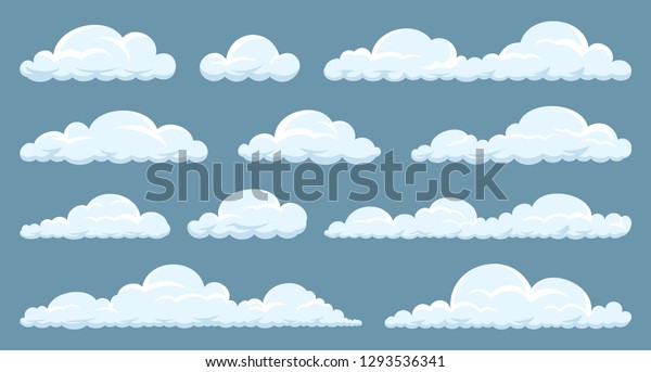 Big Set Vector Cartoon Clouds 11 Stock Vector (Royalty Free) 1293536341 ...