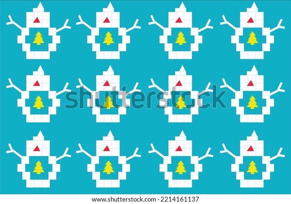 Big Snowman Block Pattern On Blue Stock Vector (Royalty Free ...