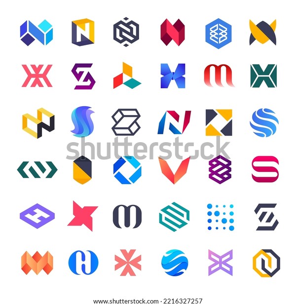 Big Vector Set Logo Design Unusual Stock Vector (Royalty Free ...