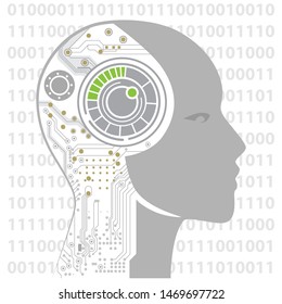 Circuit Board Human Head Binary Code Stock Vector (Royalty Free ...