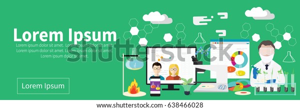 Bioscience Concept Set Microbiologist Studying New Stock Vector ...