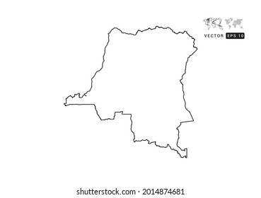 Black Line Congo Map Vector On Stock Vector (Royalty Free) 2014874681 ...