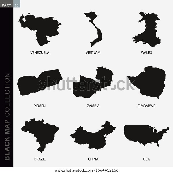 Black Map Collection Black Contour Maps Stock Vector (Royalty Free ...